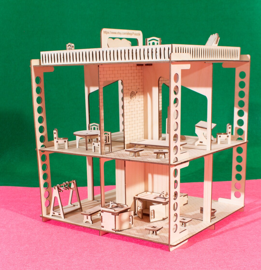 Collapsible Doll House Folding Dollhouse, Dollhouse Puzzle, Birthday ...