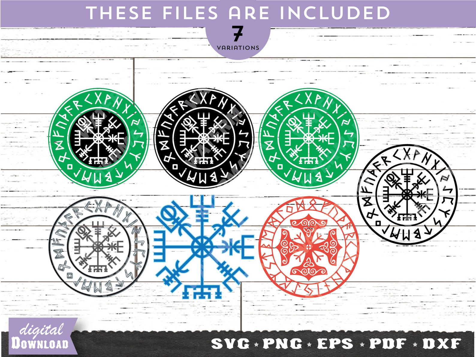 Viking Vegvisir Compass SVG | Symbol of Protection, Runic Compass ...