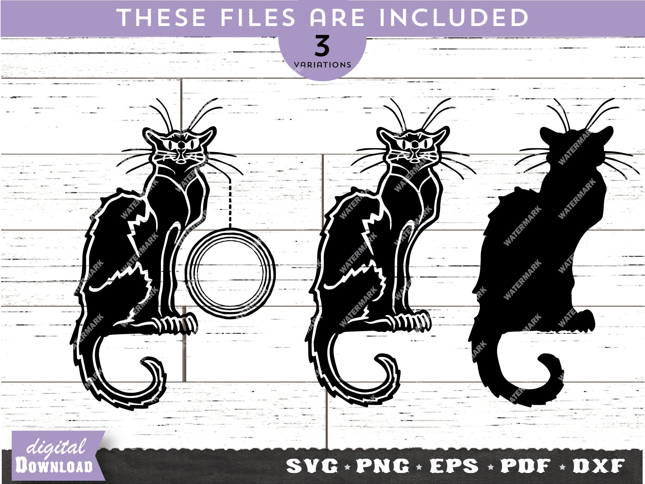 French Magic Cat SVG DXF | Monogram, Le Chat Noir | Paper Cut Template ...