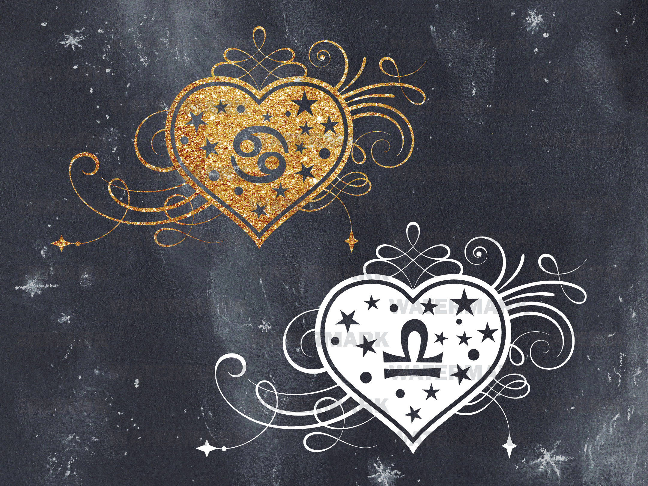 Zodiac Heart Bundles SVG DXF | Astrology Signs, Zodiac Symbols, Vintage ...