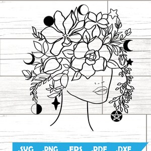 Flower Witch SVG DXF | Pagan Wiccan Witch | Paper Cut Template, Cricut ...