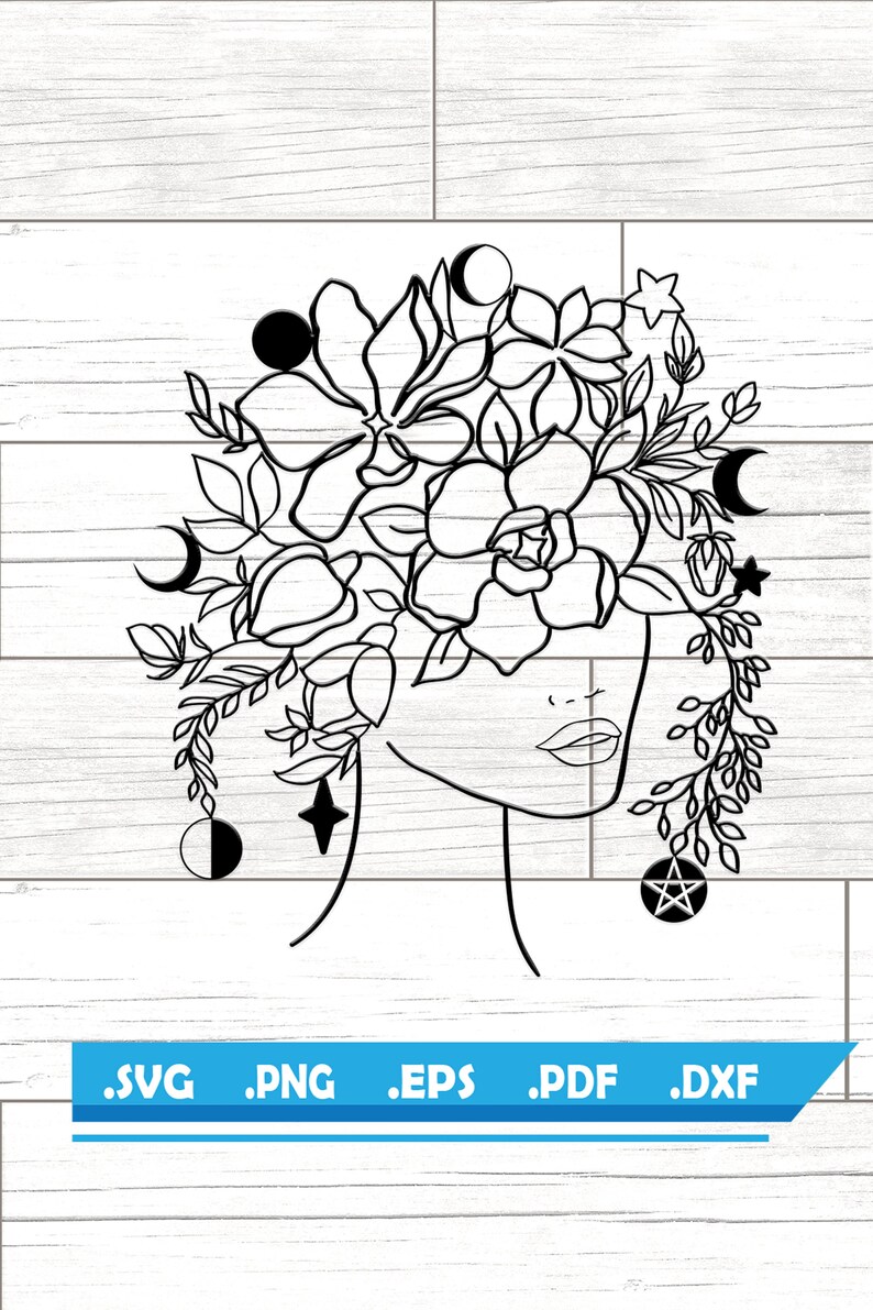 Flower Witch SVG DXF | Pagan Wiccan Witch | Paper Cut Template, Cricut ...