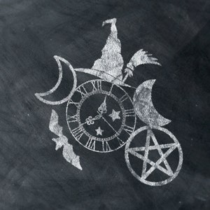 Witch Clock Time SVG DXF Pagan Wiccan Witch Paper Cut Template, Cricut ...