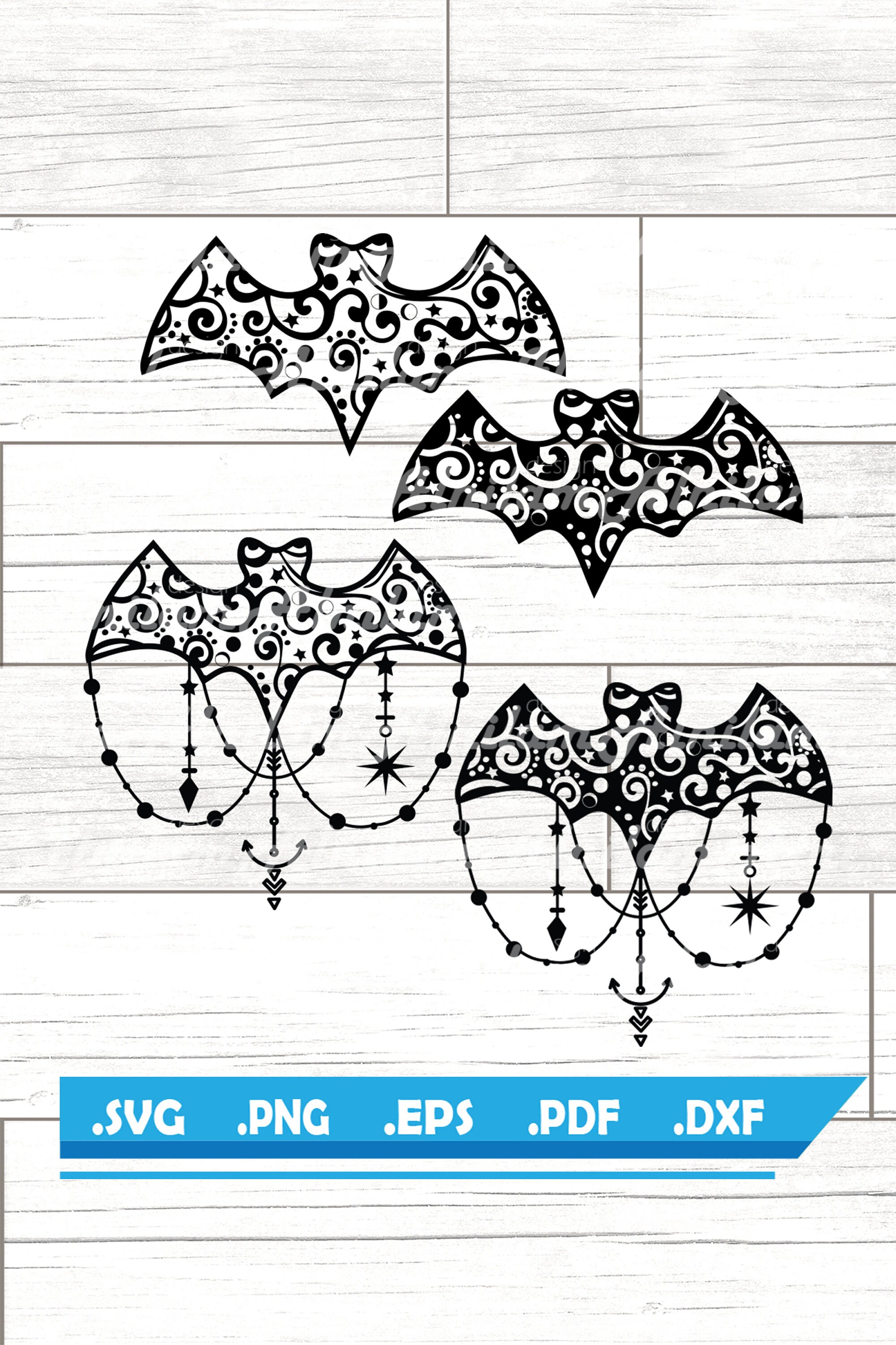 Bat SVG DXF | Swirl Celestial Pattern, Magic, Halloween, Witch | Paper ...