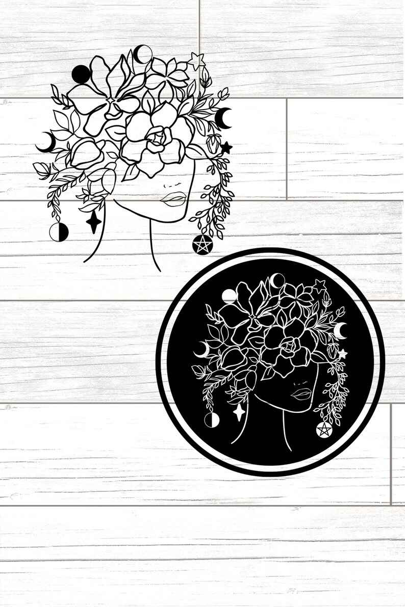 Flower Witch SVG DXF | Pagan Wiccan Witch | Paper Cut Template, Cricut ...