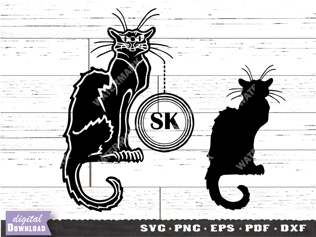 French Magic Cat SVG DXF | Monogram, Le Chat Noir | Paper Cut Template ...