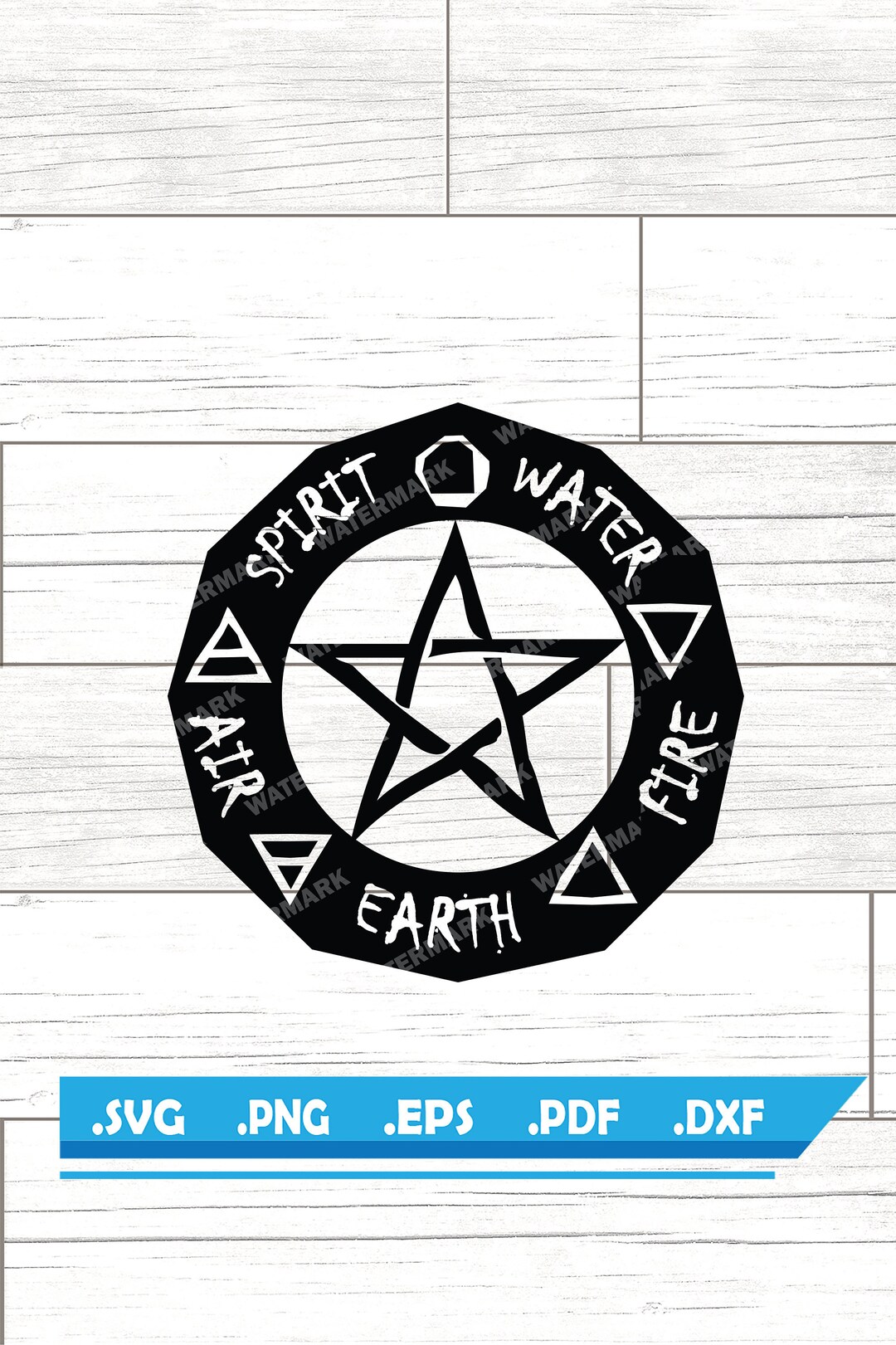 Pentagram With Five Elements SVG DXF | Pentalpha, Alchemy, Star ...