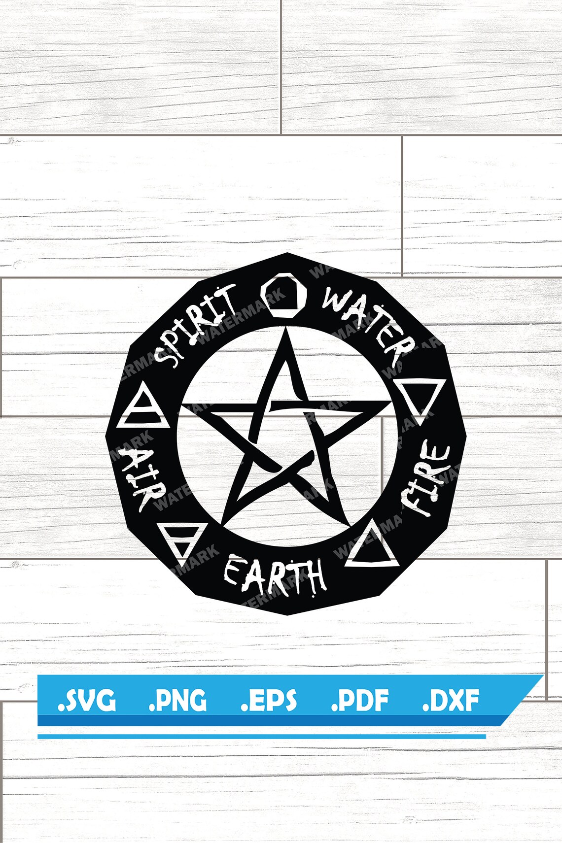 Pentagram With Five Elements SVG DXF Pentalpha, Alchemy, Star Pentagon ...
