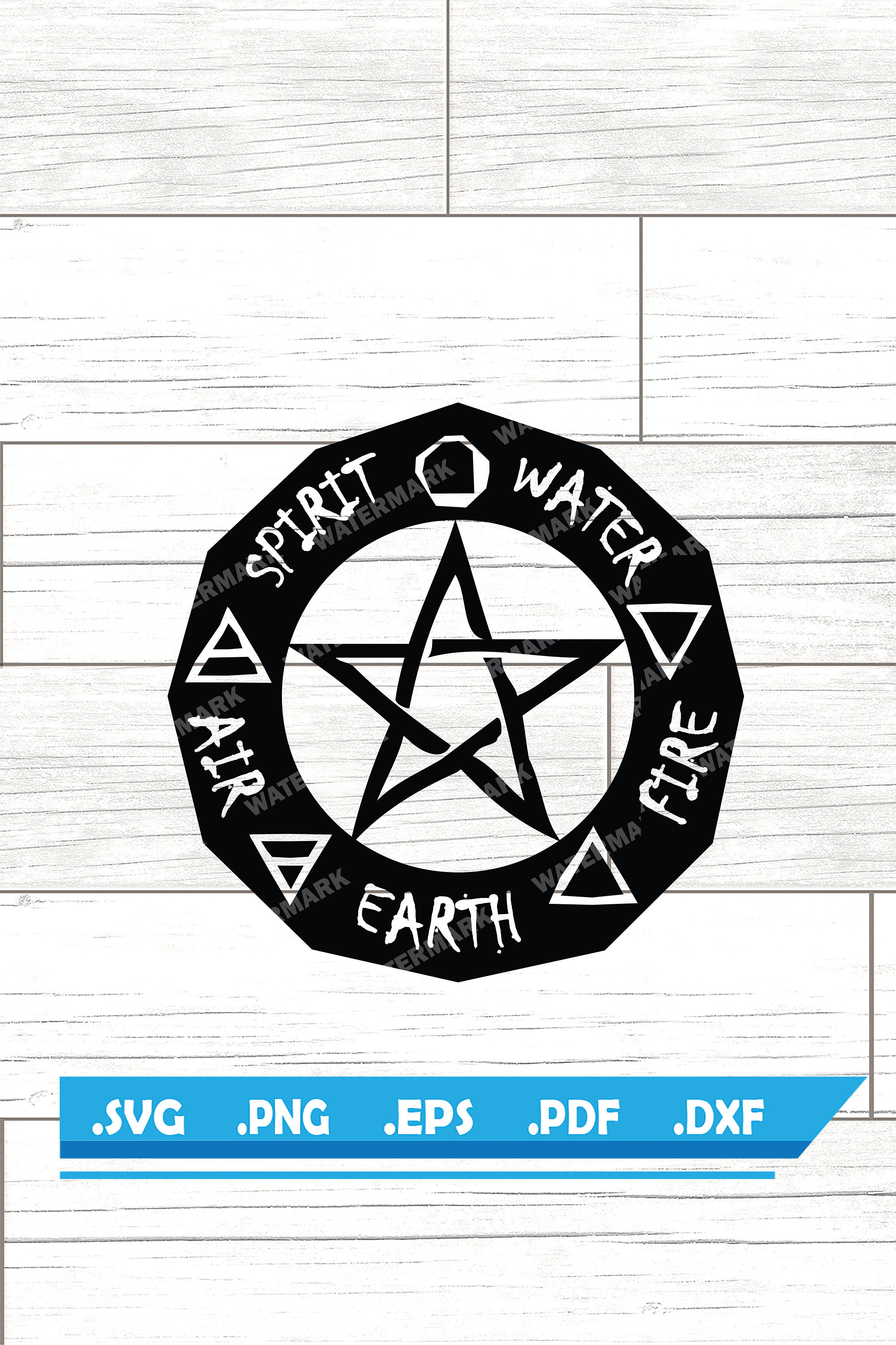 Pentagram With Five Elements SVG DXF Pentalpha, Alchemy, Star Pentagon ...
