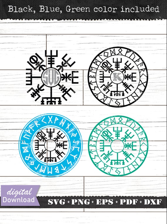 Vegvisir Monogram SVG DXF Viking Compass Wheel Norse - Etsy