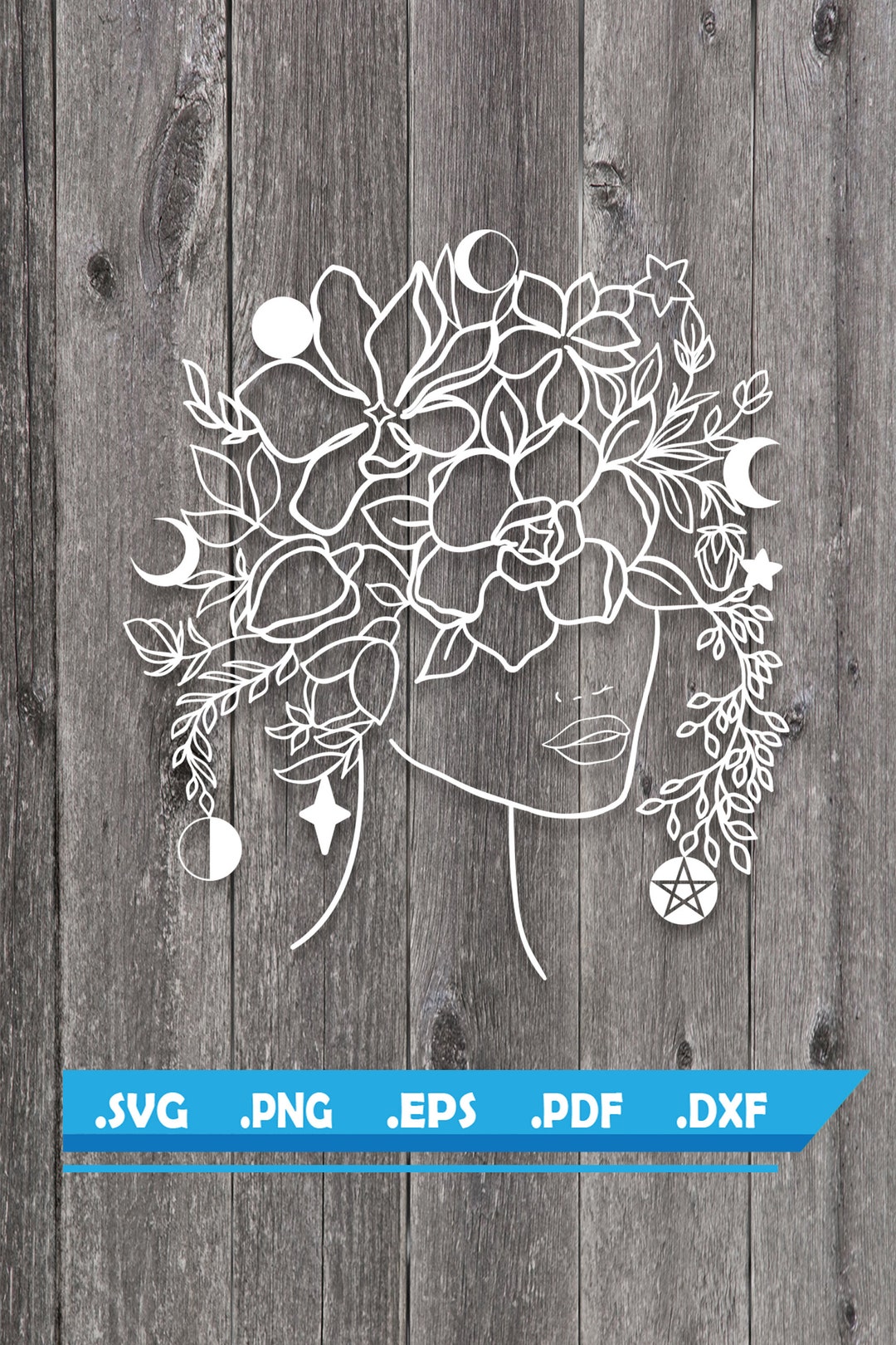 Flower Witch SVG DXF | Pagan Wiccan Witch | Paper Cut Template, Cricut ...