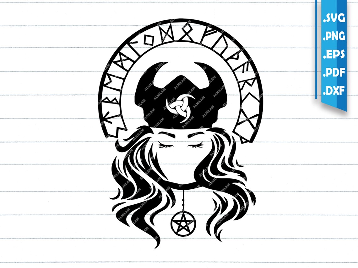 Valkyrie Norse Warrior Woman | SVG DXF | Shield Maiden Pagan Symbol ...