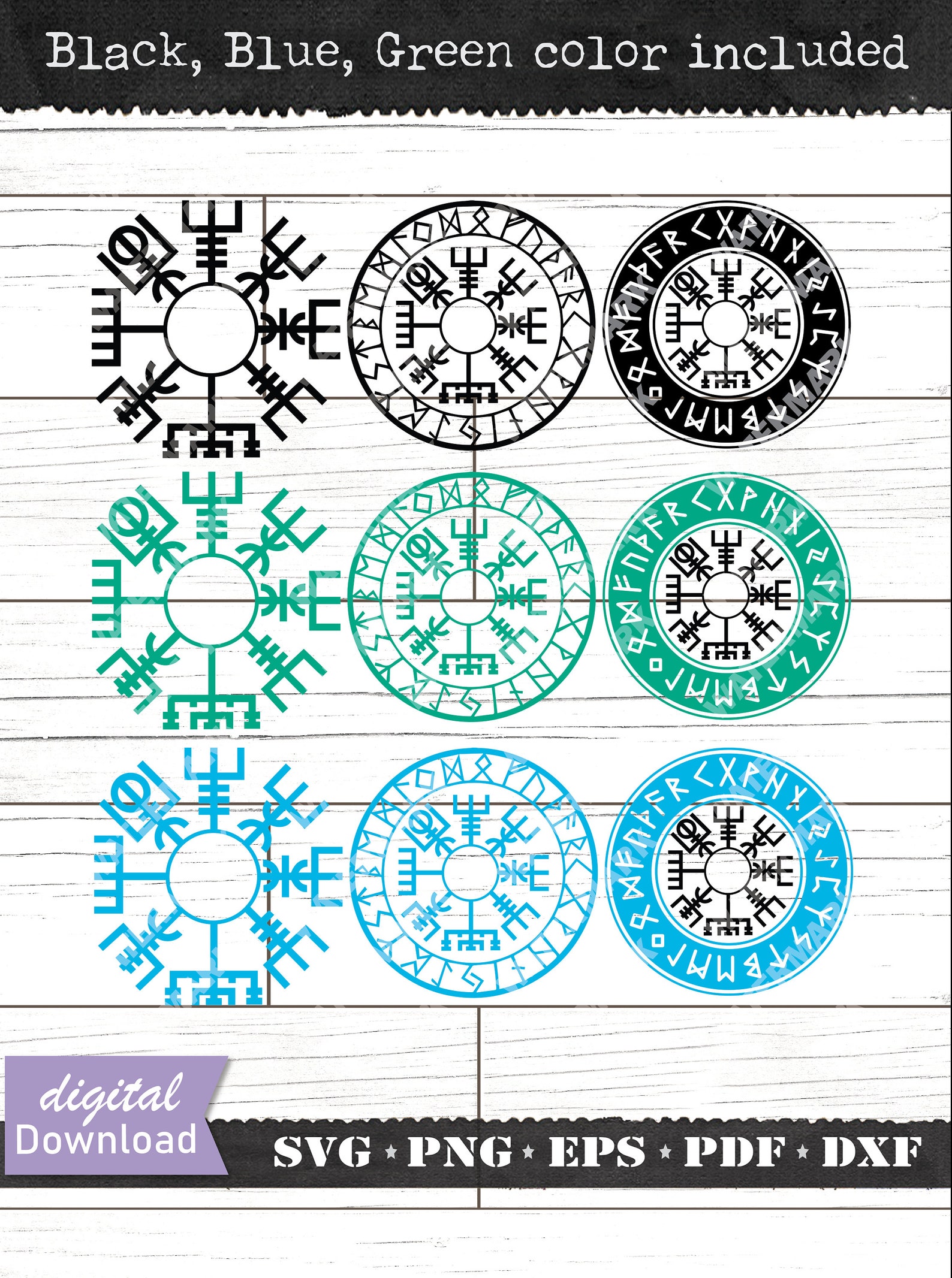Vegvisir Monogram SVG DXF | Viking Compass, Wheel, Norse, Icelandic ...