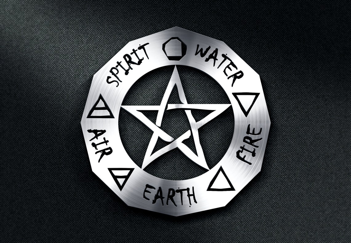 Pentagram With Five Elements SVG DXF Pentalpha, Alchemy, Star Pentagon ...