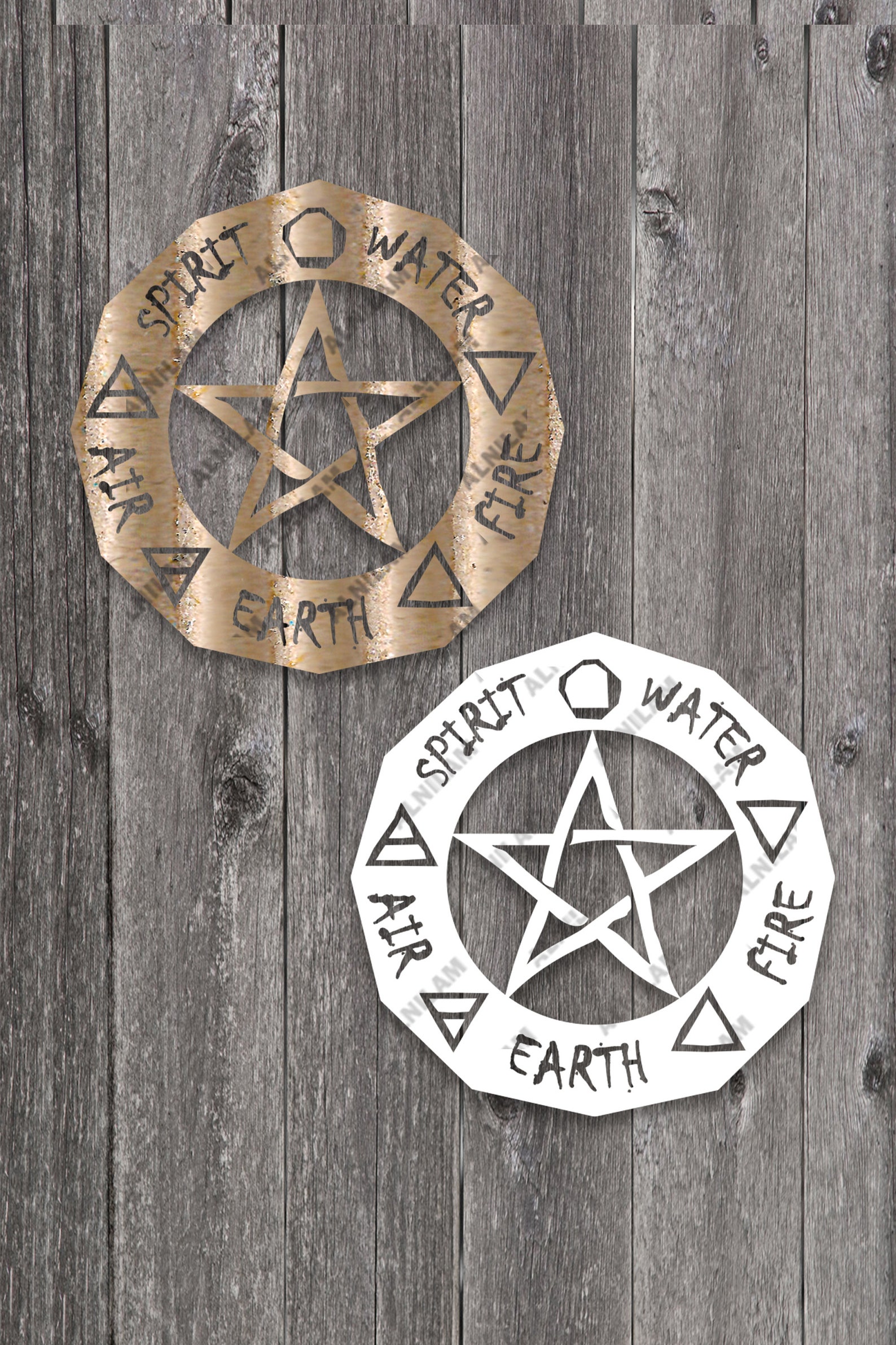 Pentagram With Five Elements SVG DXF Pentalpha, Alchemy, Star Pentagon ...