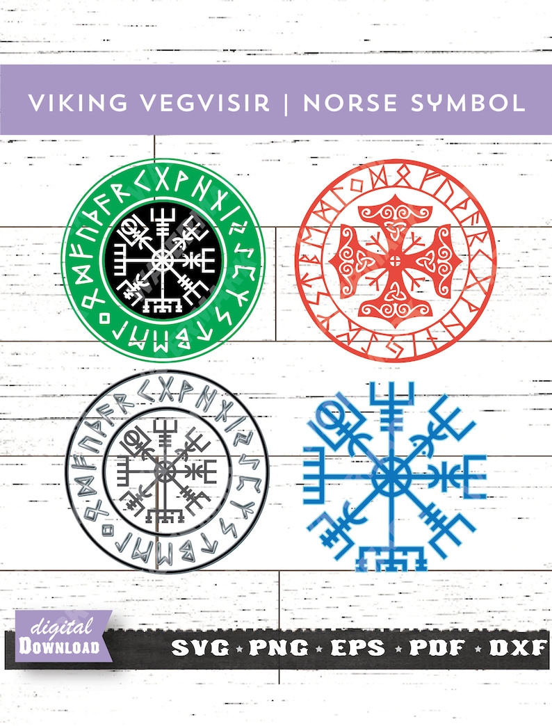 Viking Vegvisir Compass SVG Symbol of Protection, Runic Compass ...