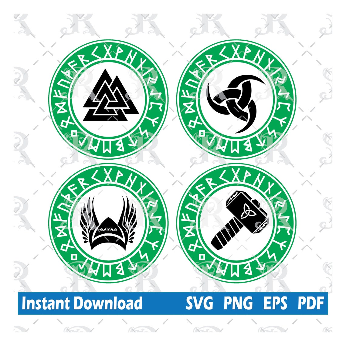 Norse (viking) Compass Collection SVG | Valknut, Odin, Valkyrie, Thor ...