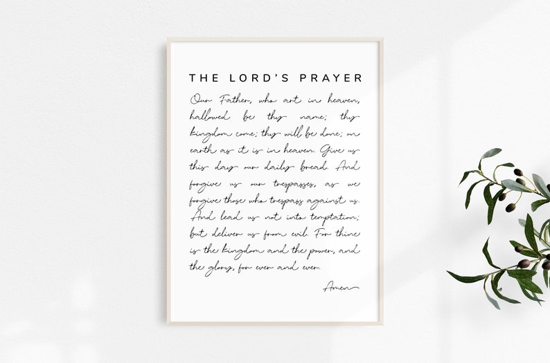 The Lord's Prayer Printable, Scripture Wall Art, Bible Typography, Our ...