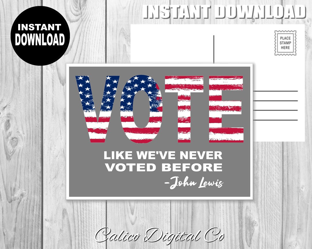 Printable USA Vote Postcards, Voter Greeting Cards 4x6, 5x7,5.5x8.5 ...