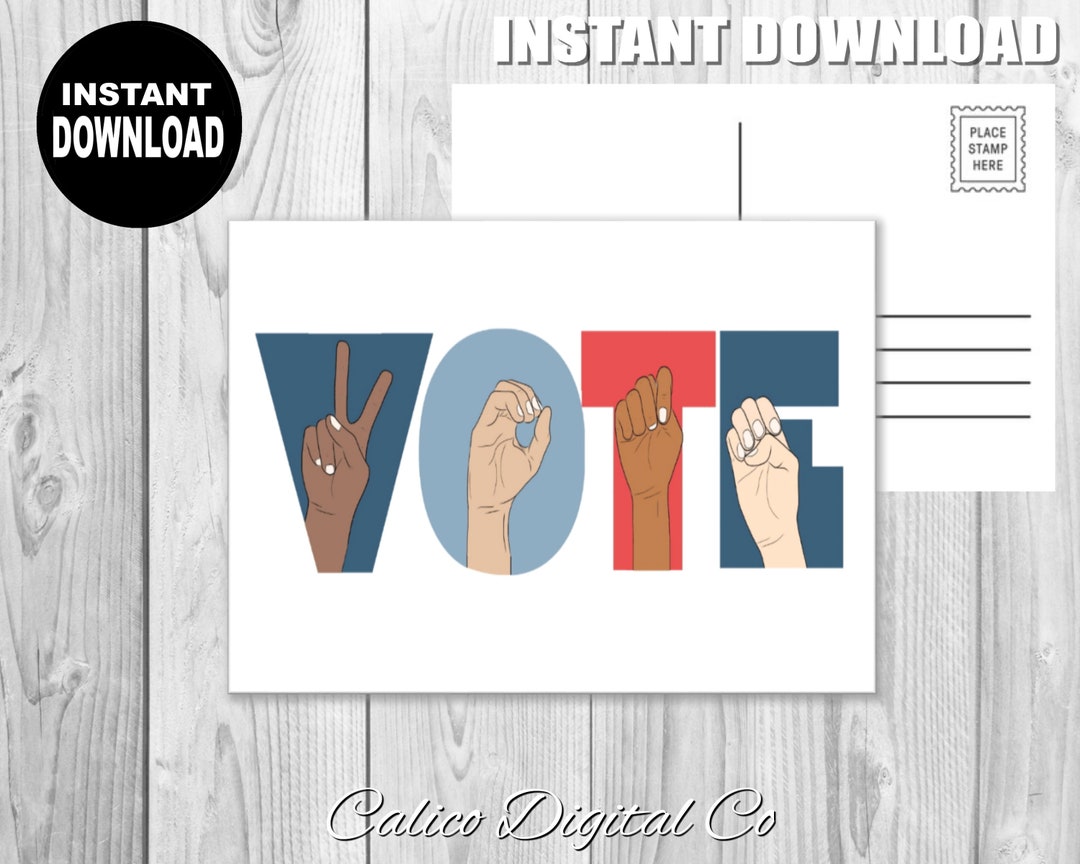 Printable USA Vote Postcards, Voter Greeting Cards 4x6, 5x7,5.5x8.5 ...