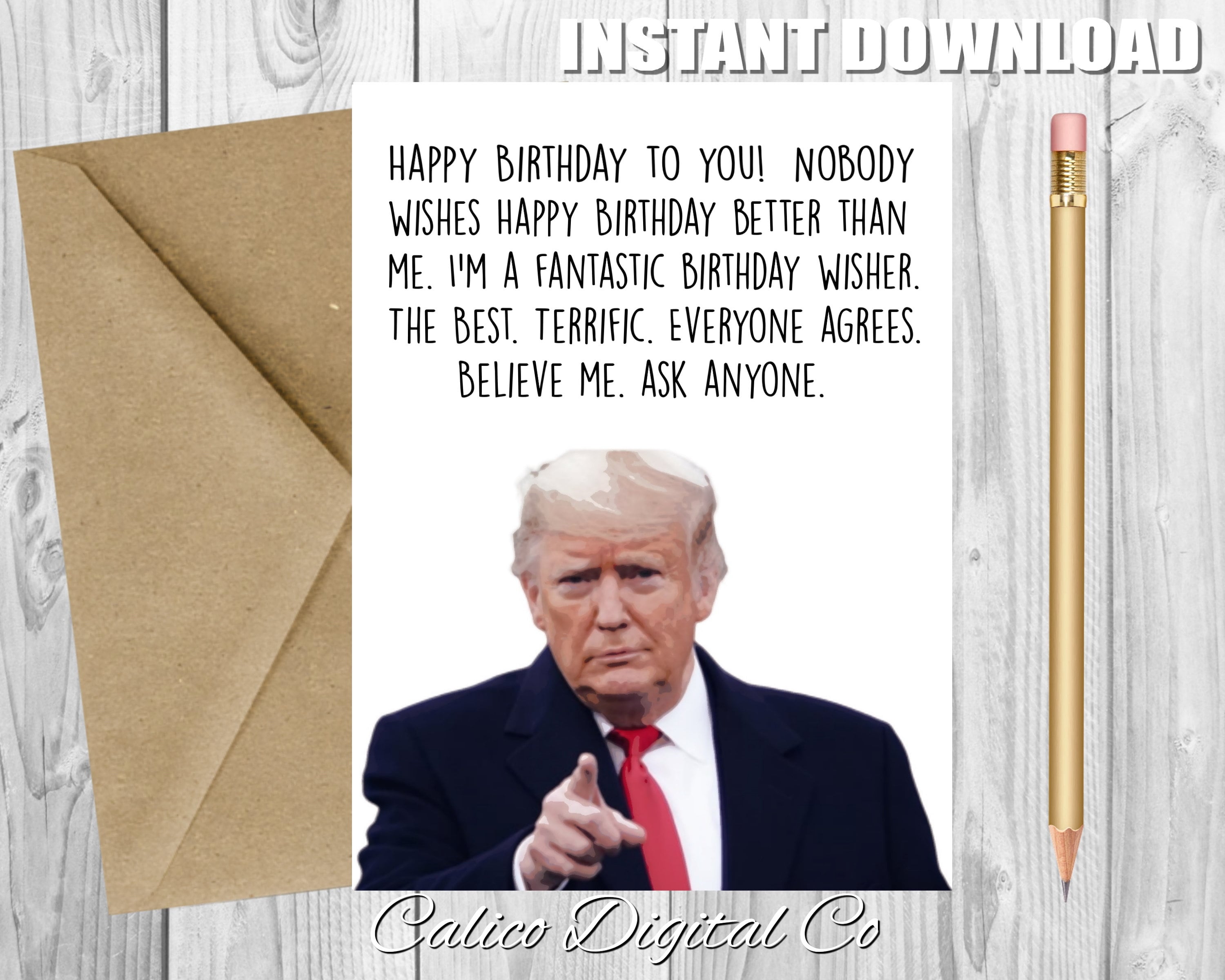 Funny TRUMP Birthday Card, Printable Card, Funny Birthday Card, INSTANT ...
