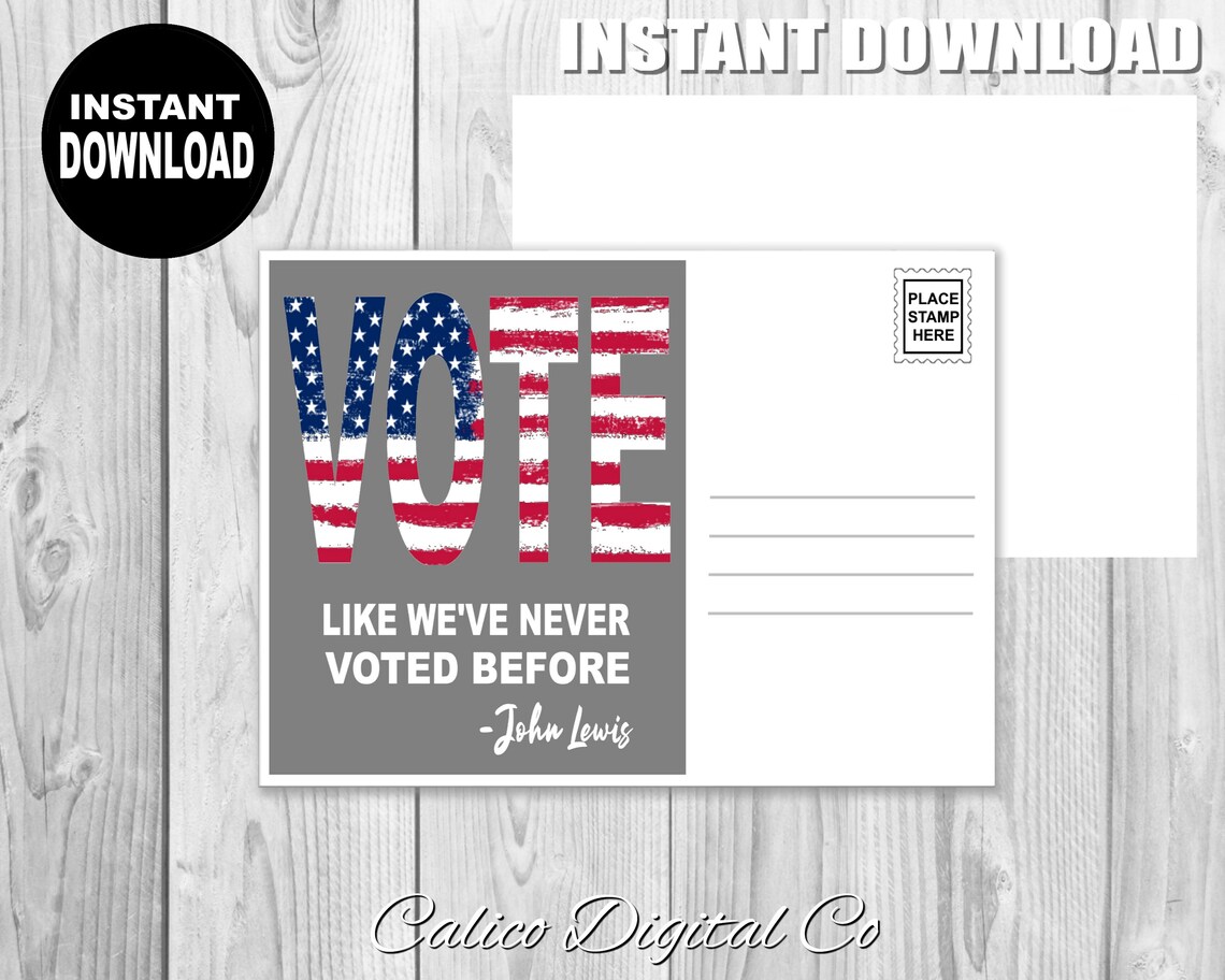 Printable USA Vote Postcards, Voter Blank Back Post Cards 4x6,instant ...