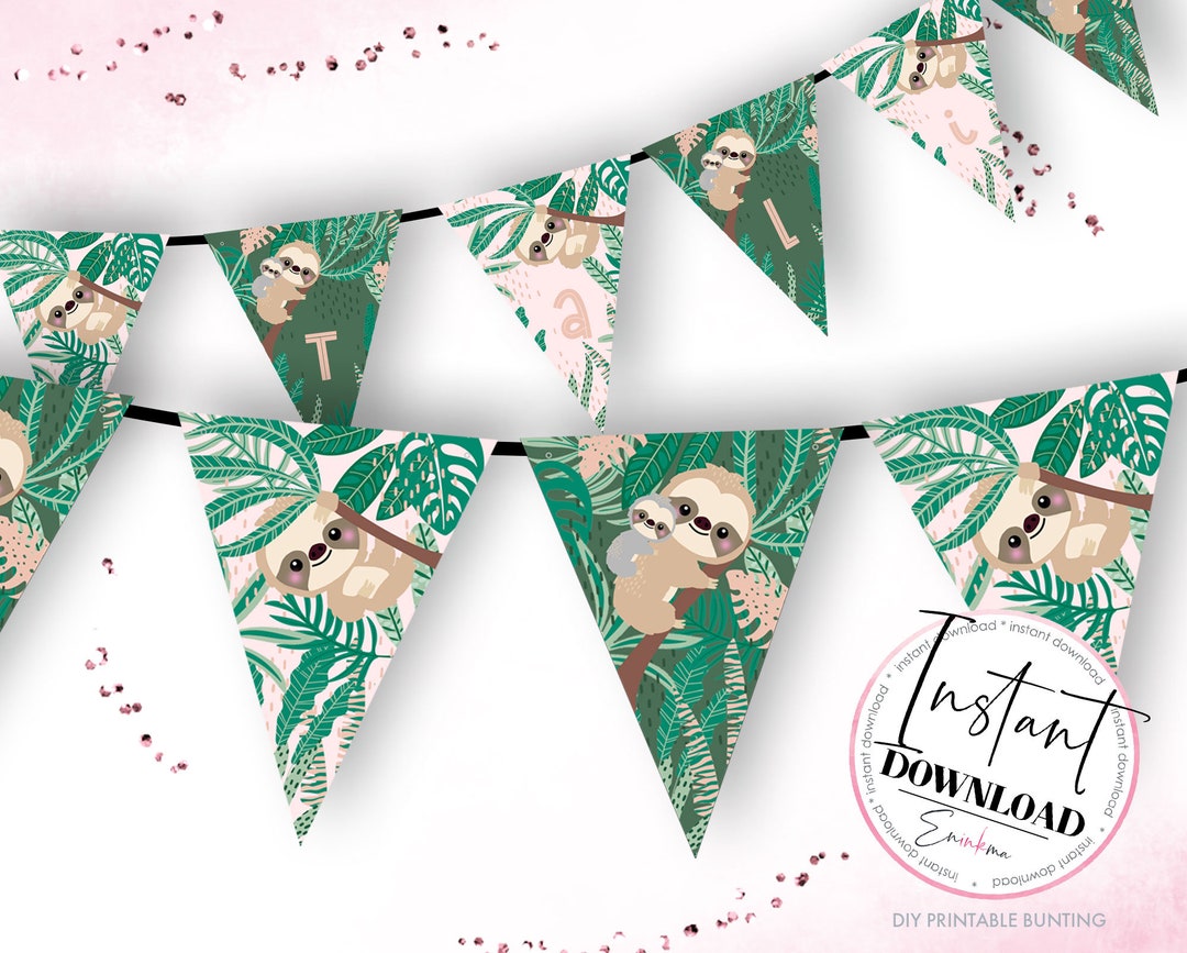 Sloth Bunting, Sloth Party Banner, Sloth Printable Party, Sloth ...