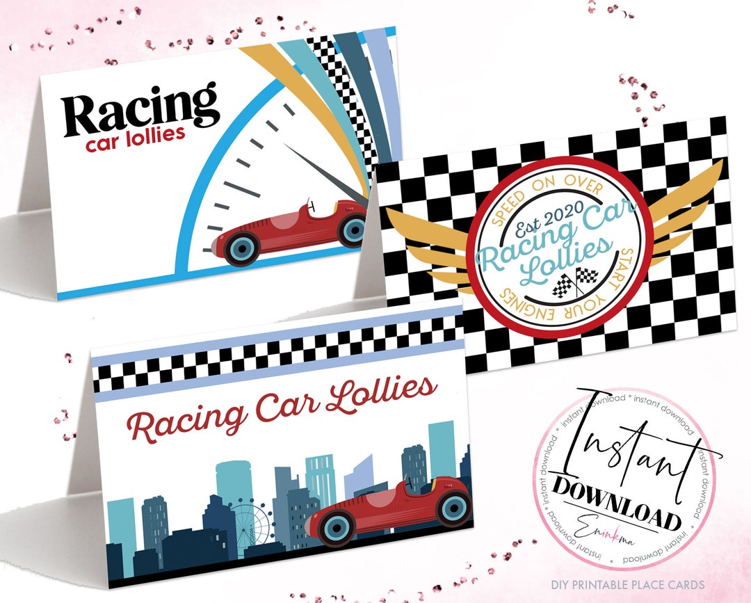 Race Car Place Cards, Race Car Buffet Labels, Race Car Name Labels ...