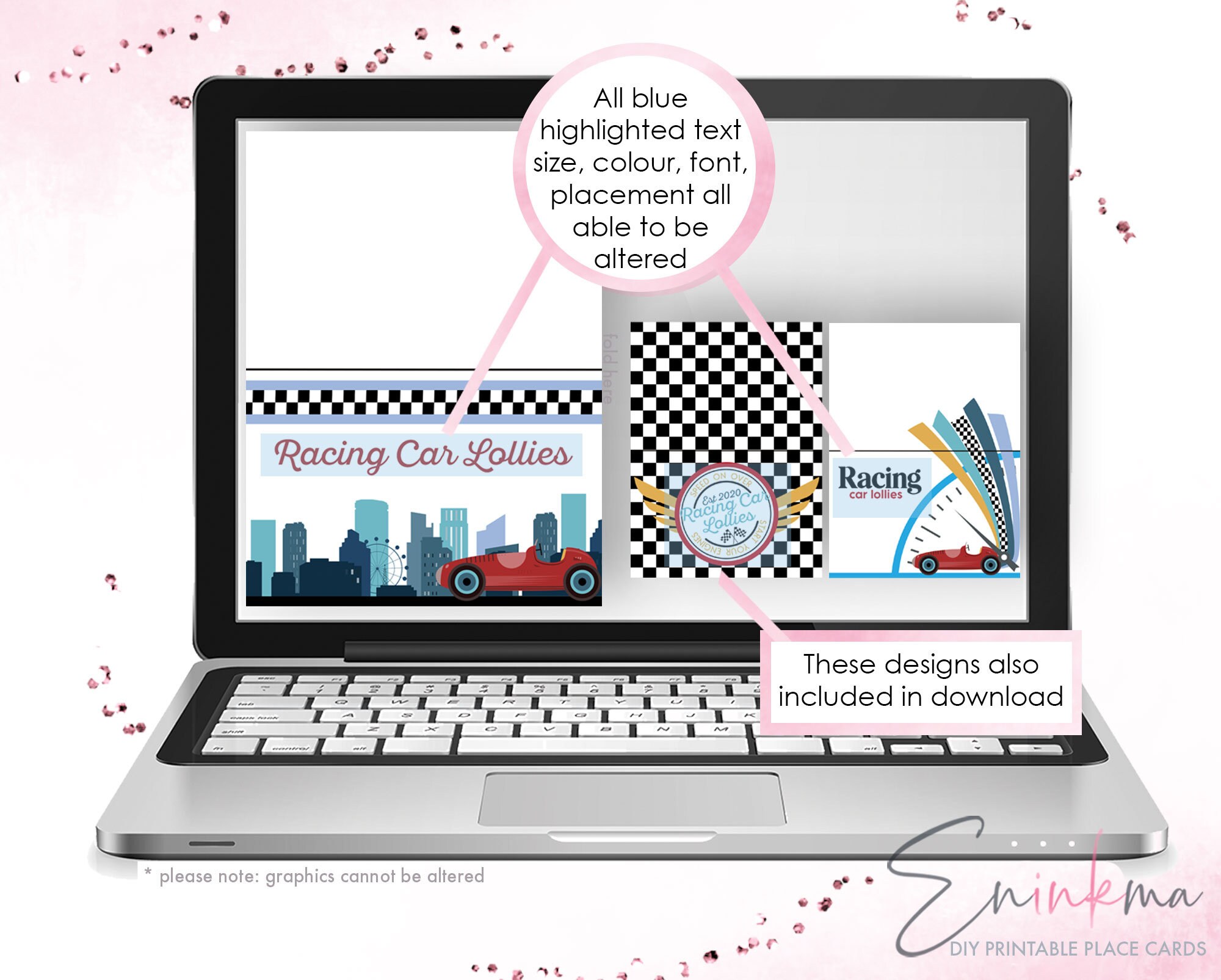 Race Car Place Cards, Race Car Buffet Labels, Race Car Name Labels ...