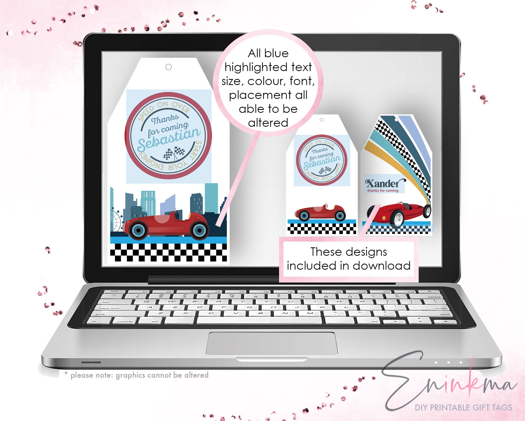 Race Car Favor Tags, Race Car Gift Tags, Race Car Party Decor - Etsy