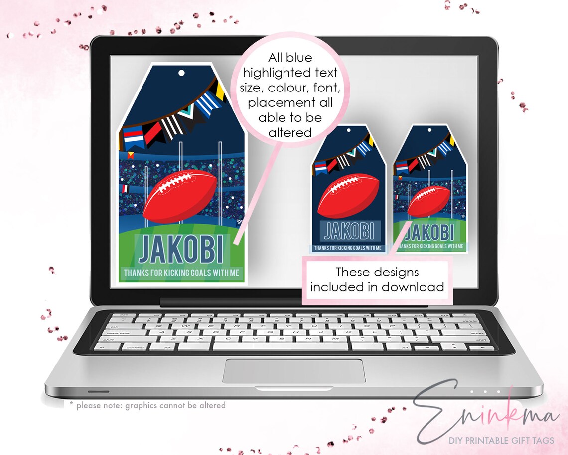 AFL Aussie Rules Favor Tag, AFL Printable, Football Favor Tag, AFL ...