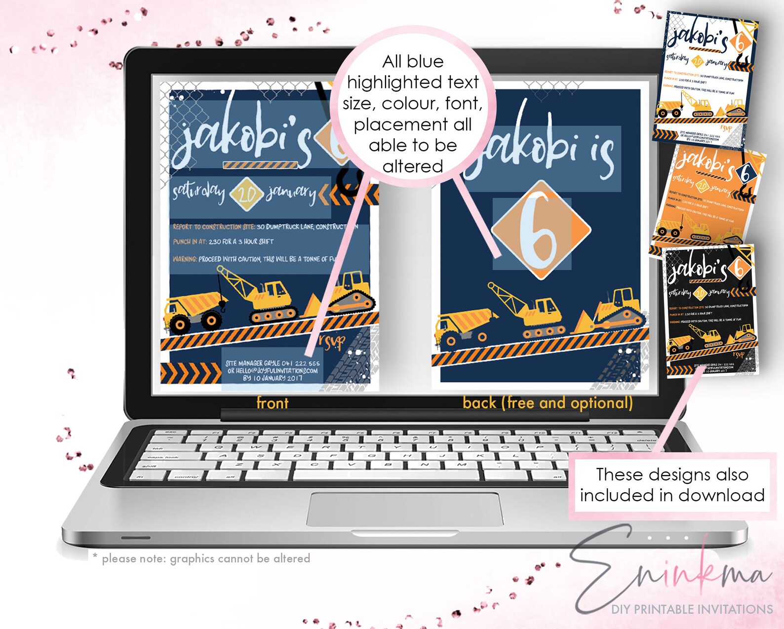 Construction Invitation, Construction Printable Invitations, Instant ...