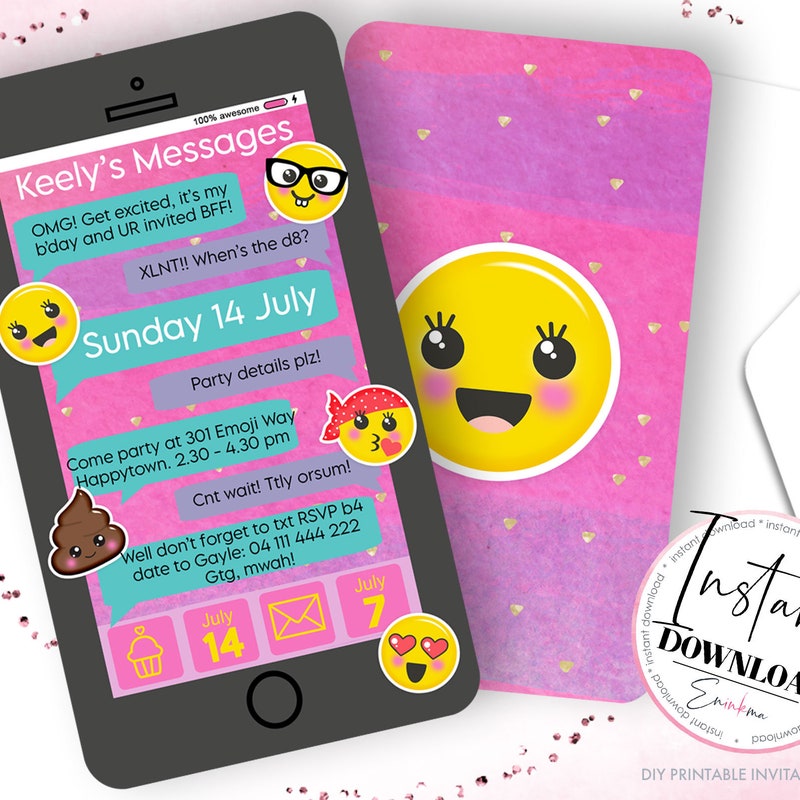 Emoji Invitation - Etsy