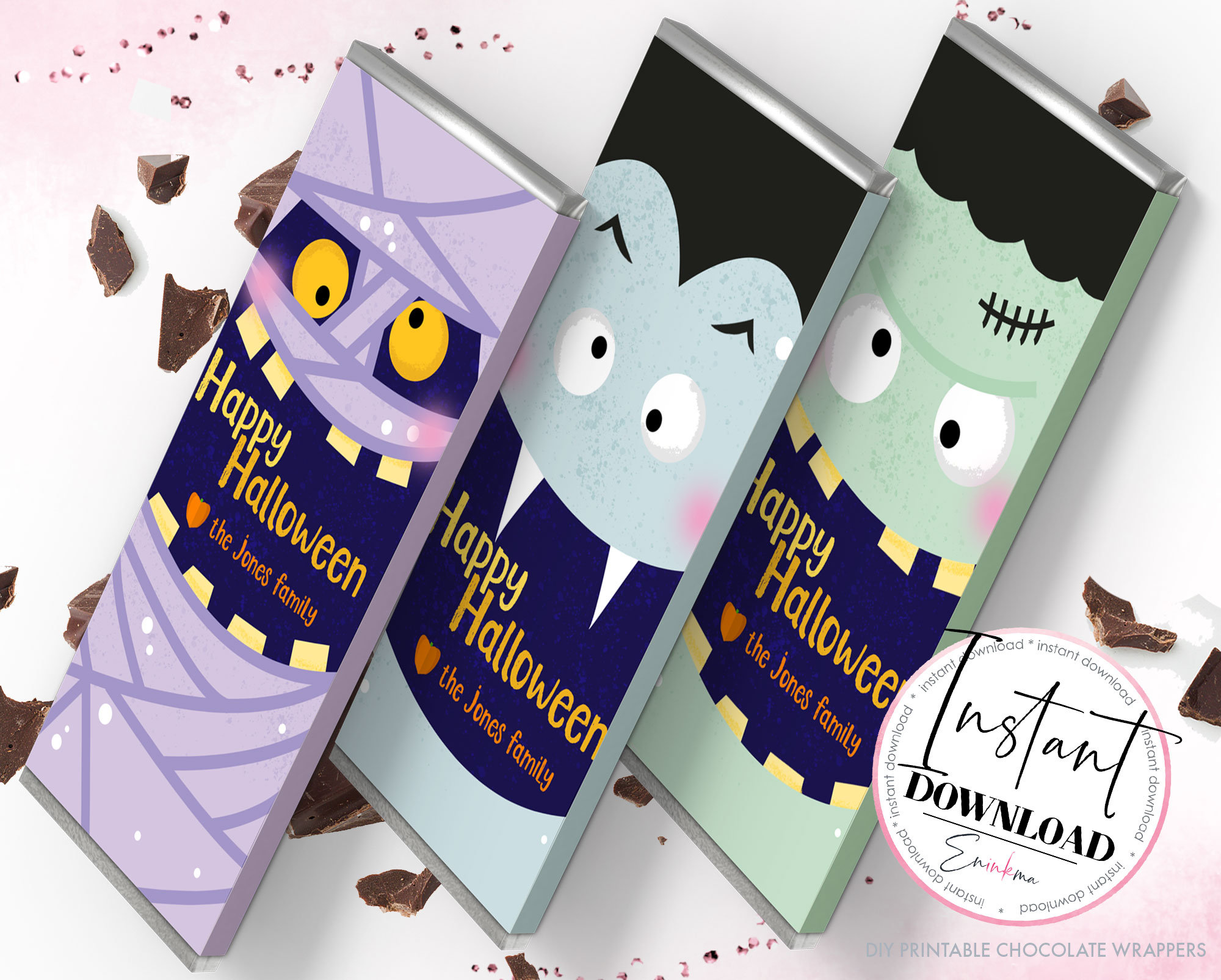 Halloween Printable Chocolate Wrapper, Trick or Treat Halloween Wrapper ...