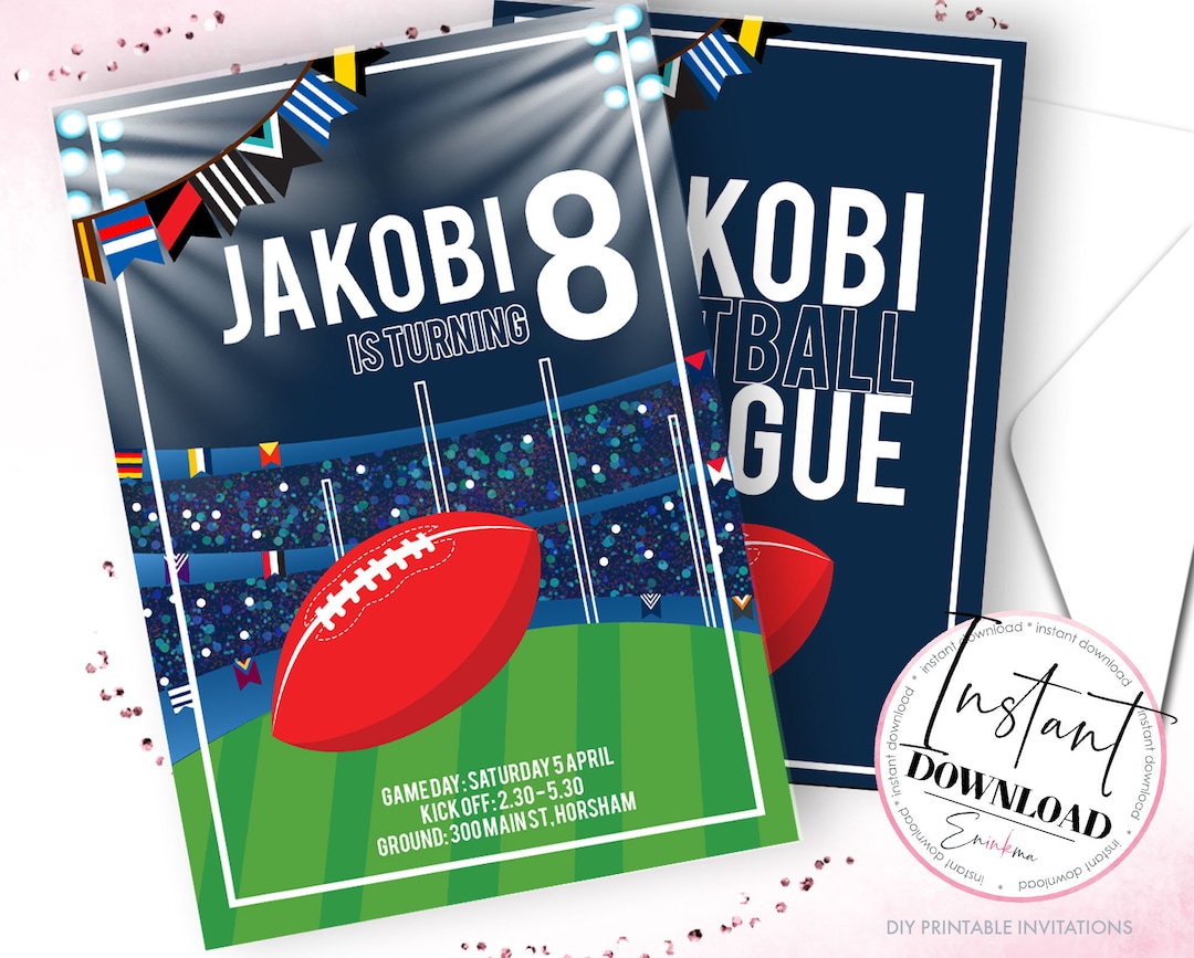 AFL Australian Rules Football Invitation, Football Invites, Aussie ...