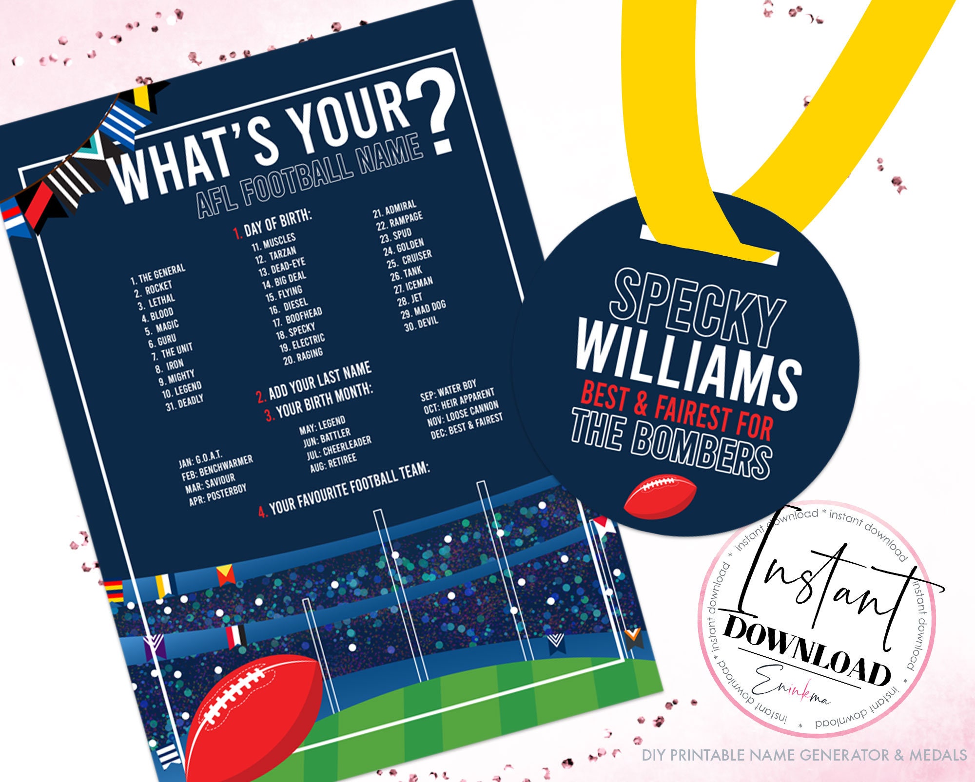 AFL Australian Rules Football Name Generator, Aussie Rules Name ...