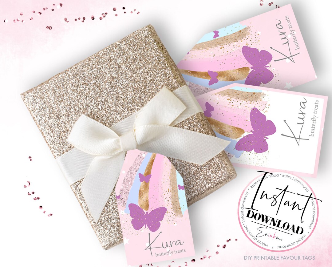 Butterfly Party Favor Tag, Butterfly Printable, Butterfly Gift Tag - Etsy