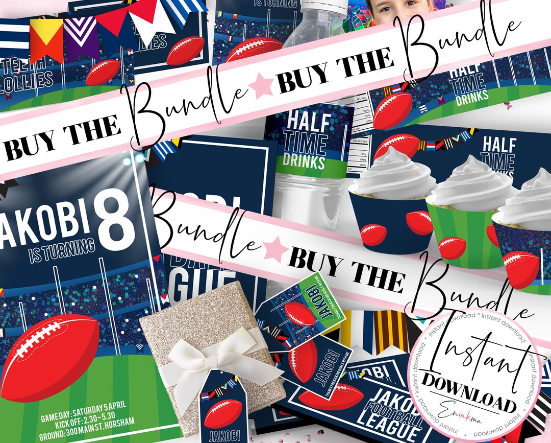 Aussie Rules Party Bundle, AFL Party Bundle, AFL Invite and Party ...