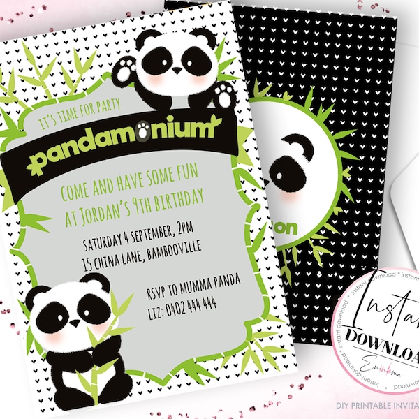 Panda Invitation - Etsy