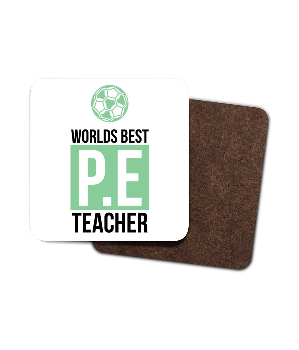 World Best PE Physical Education Teacher Mug and Coaster Gifts for ...