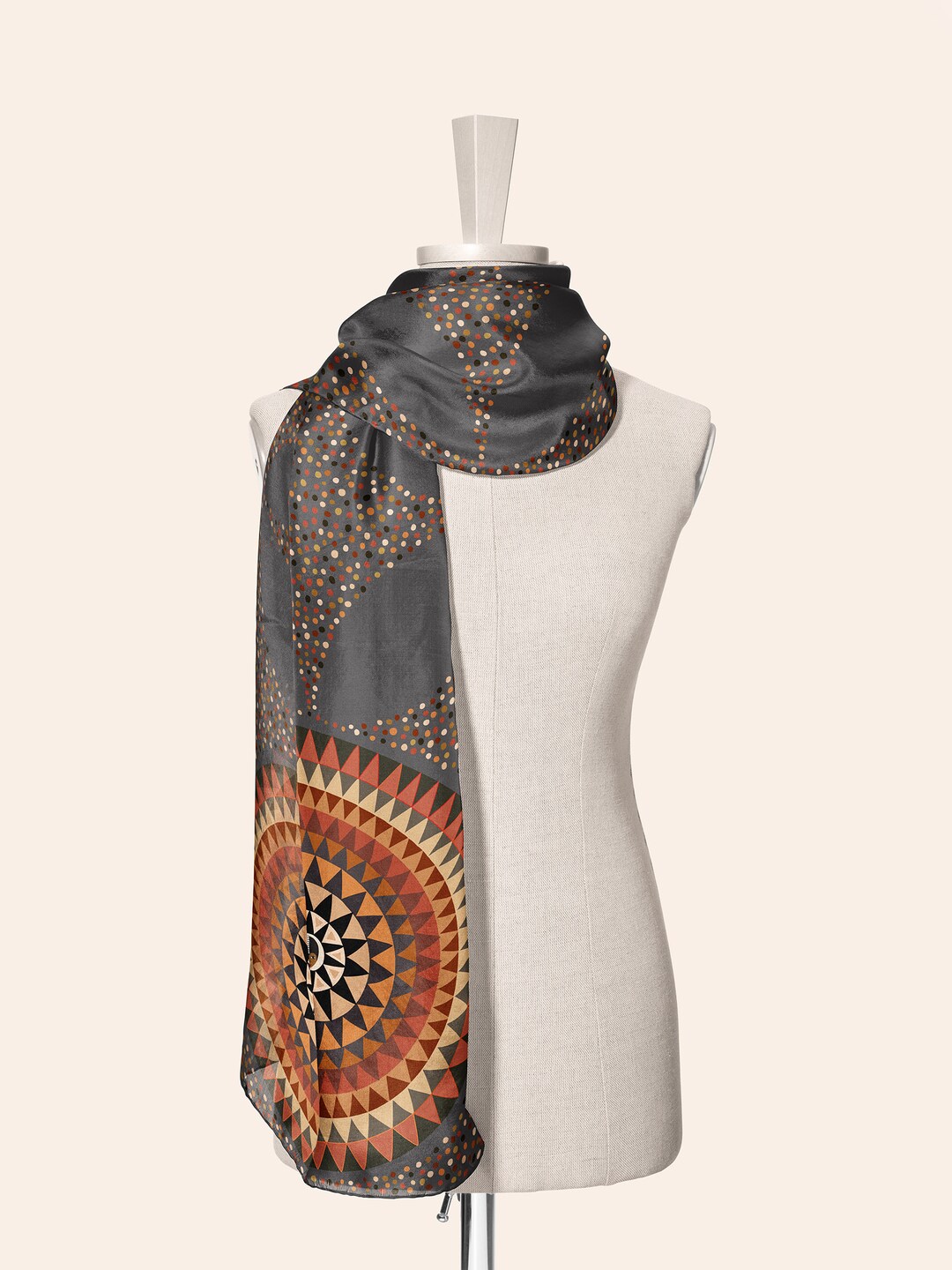 Long Luxurious African Silk Scarf With Ethnic Print, Pure Silk Fabric ...