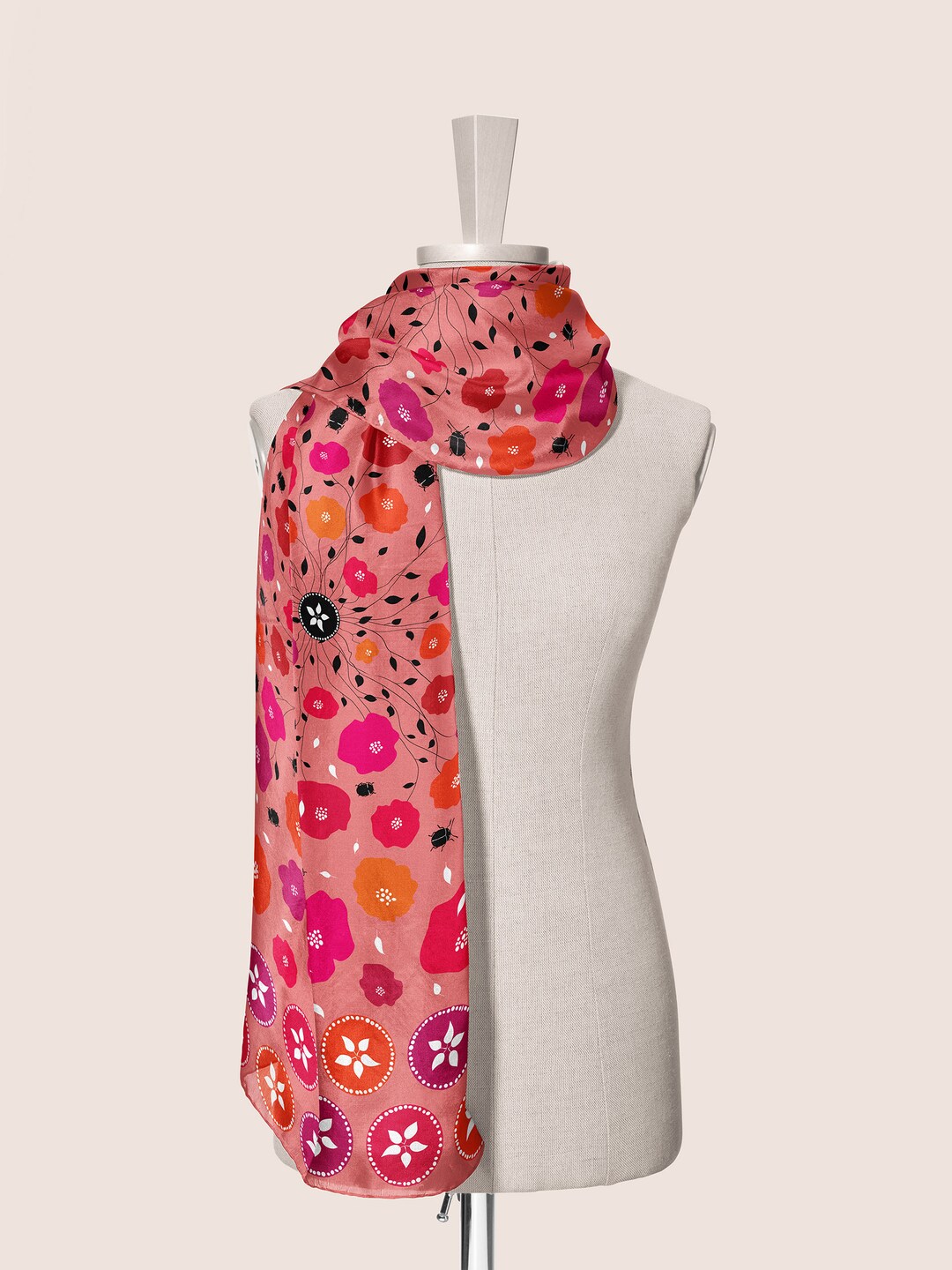 Floral silk hair scarf, Head scarf for women, Colorful fabric with ...