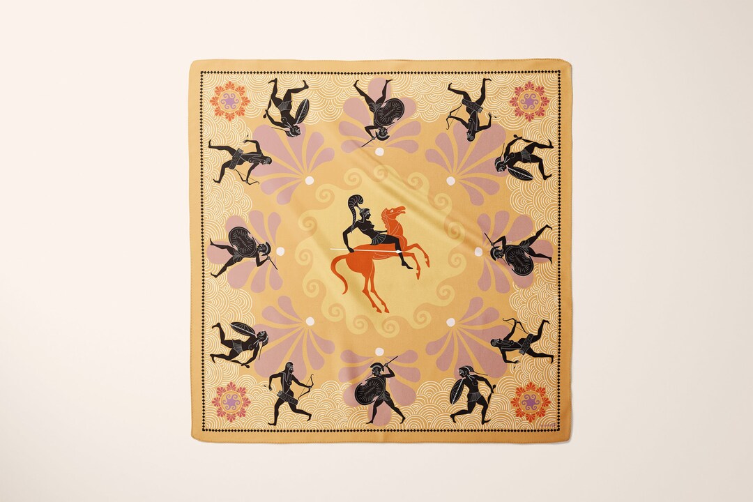 Square Silk Scarf: Greek Amazon Warrior Design - Etsy