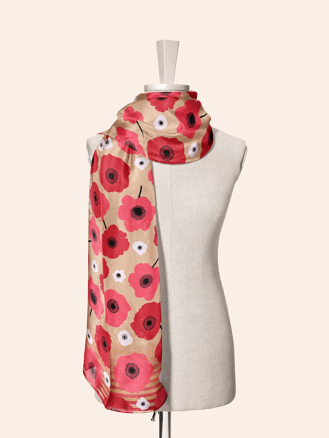 Poppy Print Silk Scarf: Floral Shawl, Head Wrap - Etsy
