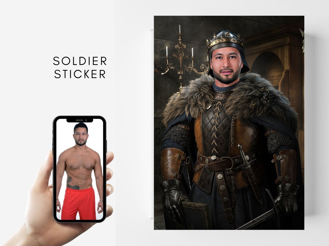 Personalized Soldier Armed With Sword and Armour Sticker, Custom ...