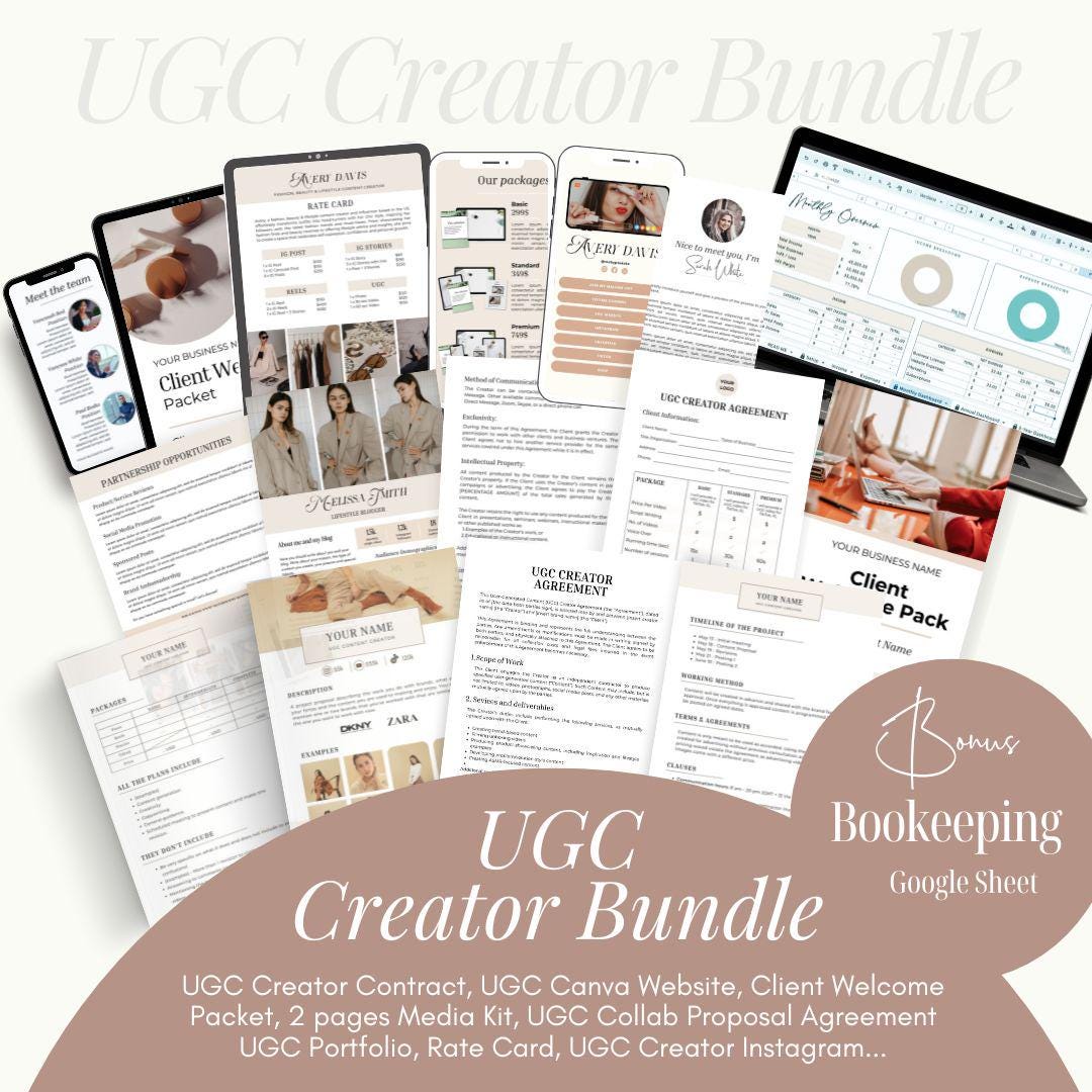 UGC Creator Guide Bundle Social Media Content Creation Editable Canva ...