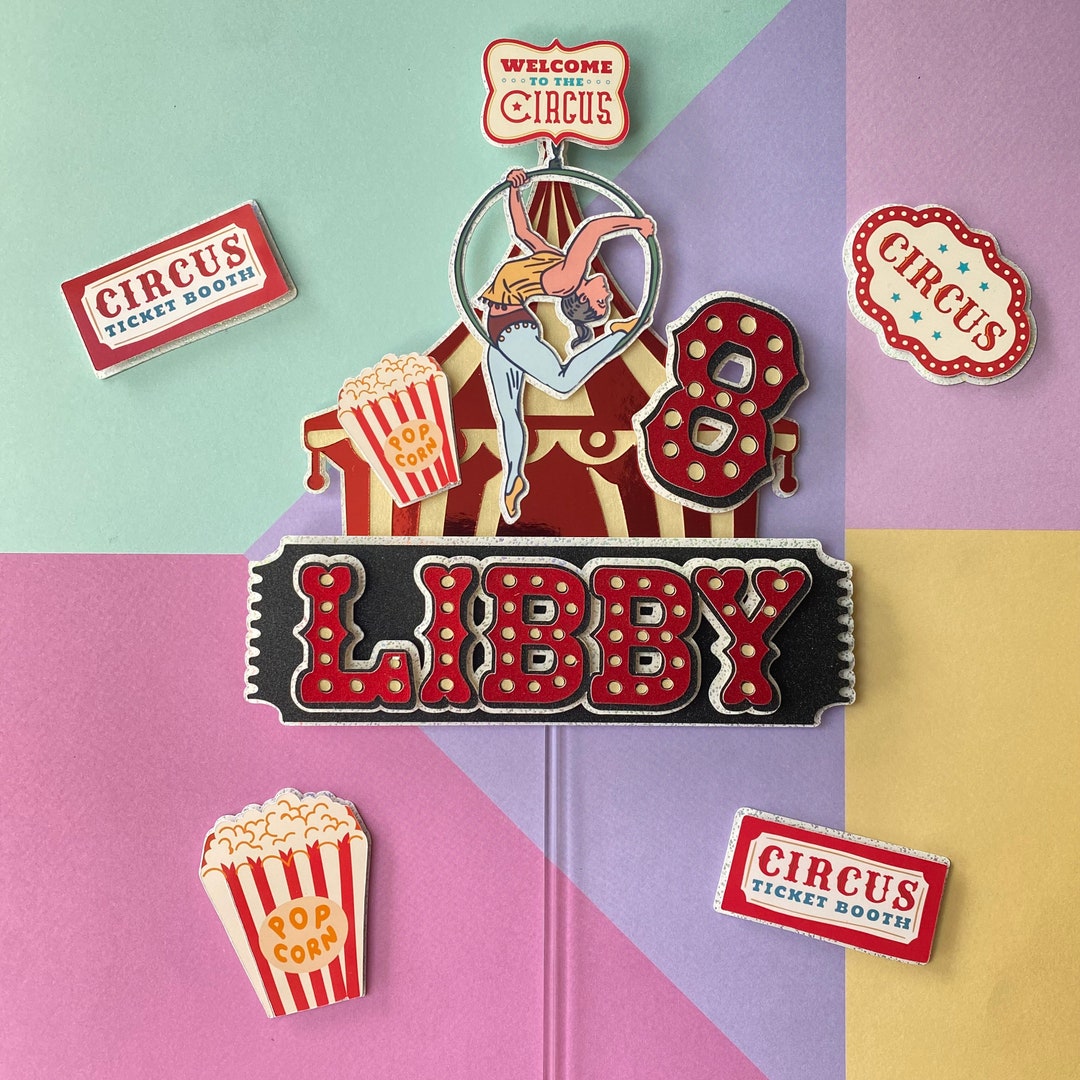 Circus Acro Aerial Cake Topper With Cake Charms Add Name and - Etsy