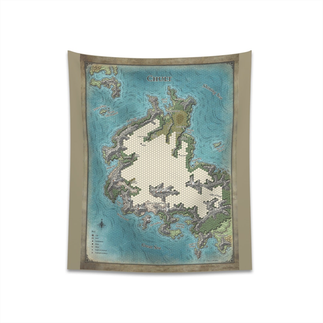 Map of Chult Indoor Wall Tapestry | Colored RPG Dungeons and Dragons ...