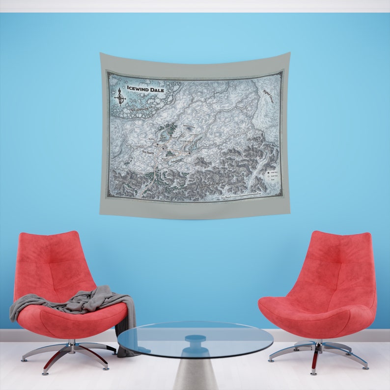 Map of Icewind Dale Indoor Wall Tapestry Colored Dungeons and Dragons Dnd Rime of the ...