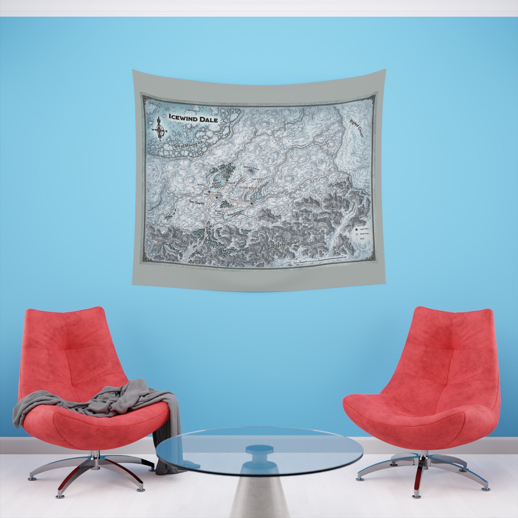 Map of Icewind Dale Indoor Wall Tapestry Colored Dungeons and Dragons ...